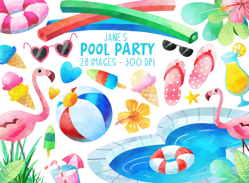 summer clipart pool graphics pink party clipart girl pool party clipart ...