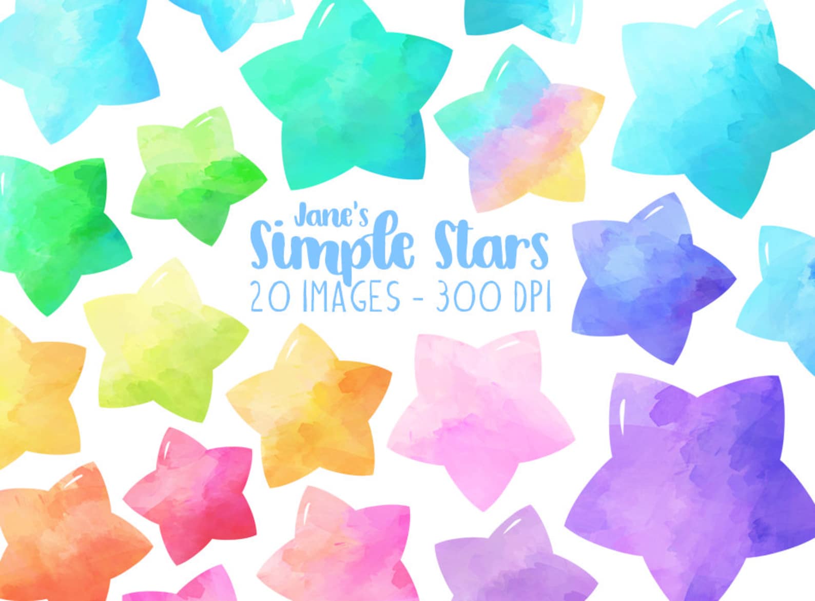 Watercolor Stars Clipart Star Shapes Download Instant | Etsy Australia