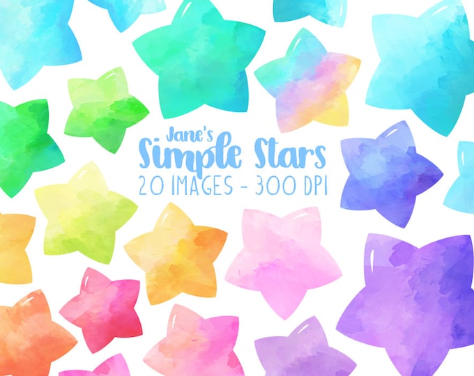 7 Watercolour Stars Clipart, Watercolour Elements, PNG, Clip Art, No ...