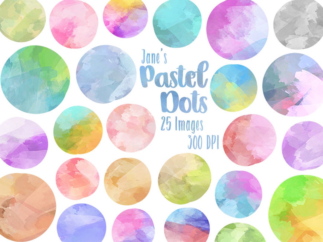 Watercolor Pastel Circles Clipart: Colorful Dots (digital Download) - Etsy