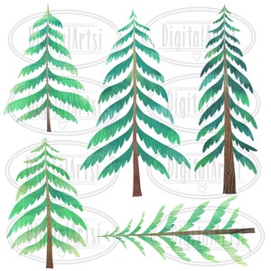 Watercolor Pine Trees Clipart - Watercolor Forest Download - Instant ...