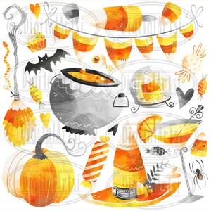 Watercolor Halloween Candy Corn Witch Clipart - Candy Corn Download ...
