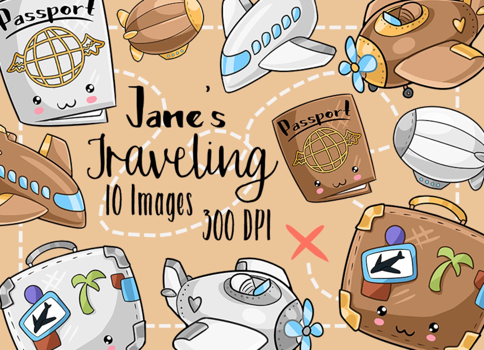 Kawaii Travel Clipart Adventure Download Kawaii Design | Etsy