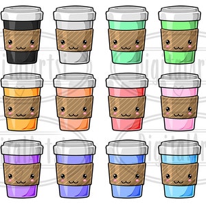 Kawaii Coffee Clipart - Cafe Download - Instant Download - Cute Coffee ...