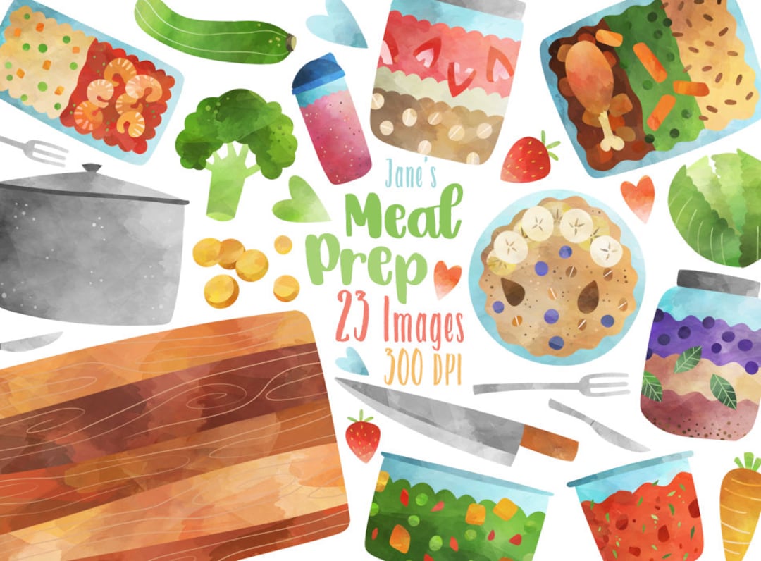 Watercolor Meal Prep Clipart - Dinner Download - Instant Download ...