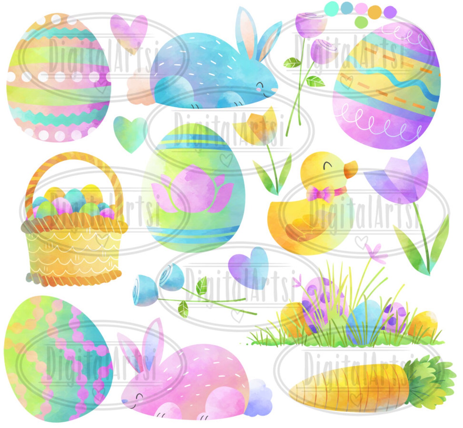Watercolor Easter Clipart Instant Download Easter Download - Etsy