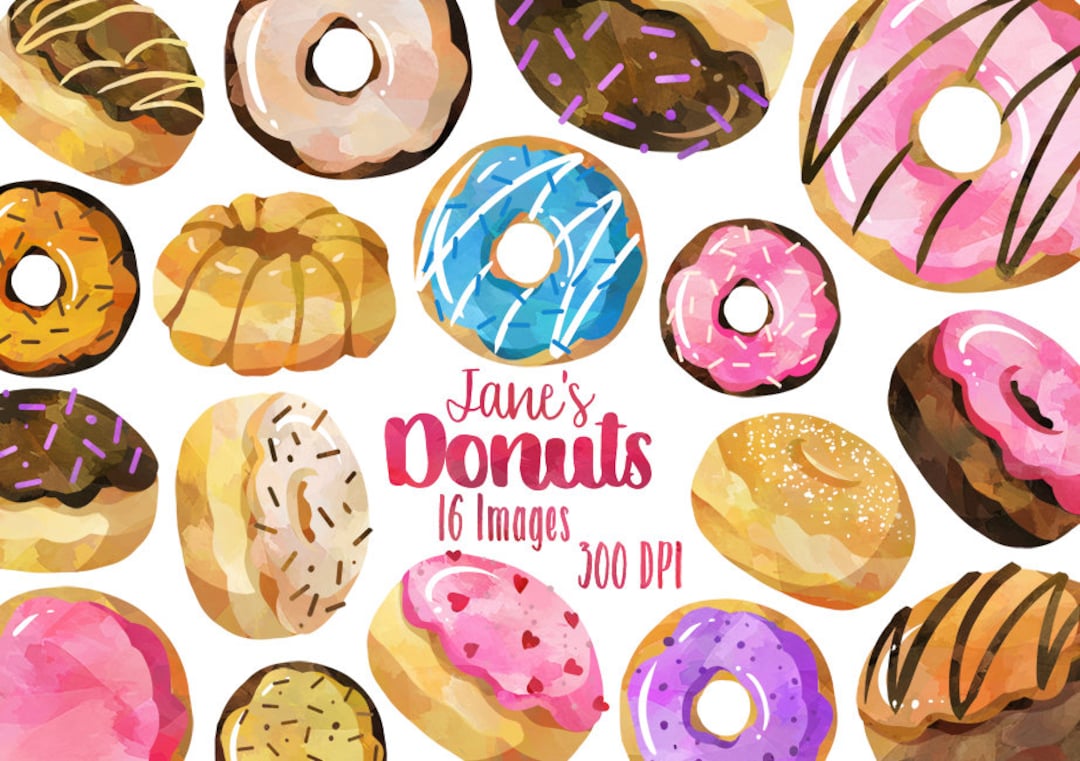 Watercolor Donut Clipart - Pastry Download - Instant Download ...