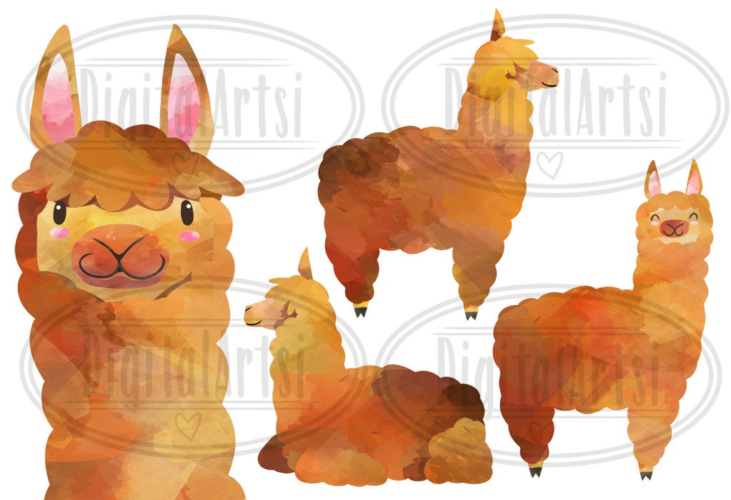 Watercolor Llamas Clipart Llama Download Instant Download - Etsy