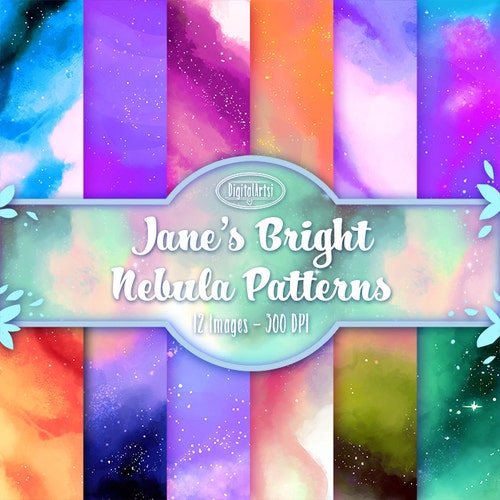 Bright Painted Space Digital Paper Download Space Digital | Etsy