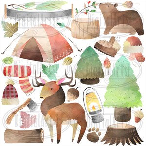 Watercolor Lumberjack Clipart - Camping Items - Instant Download ...