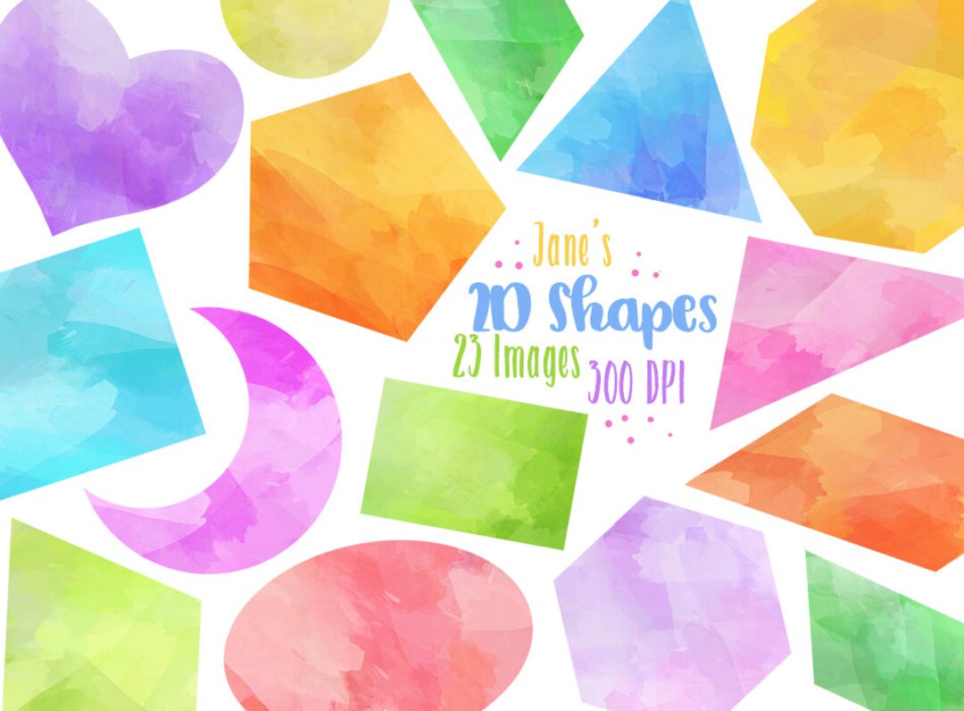 Watercolor 2D Shapes Clipart - Shapes Download - Instant Download ...