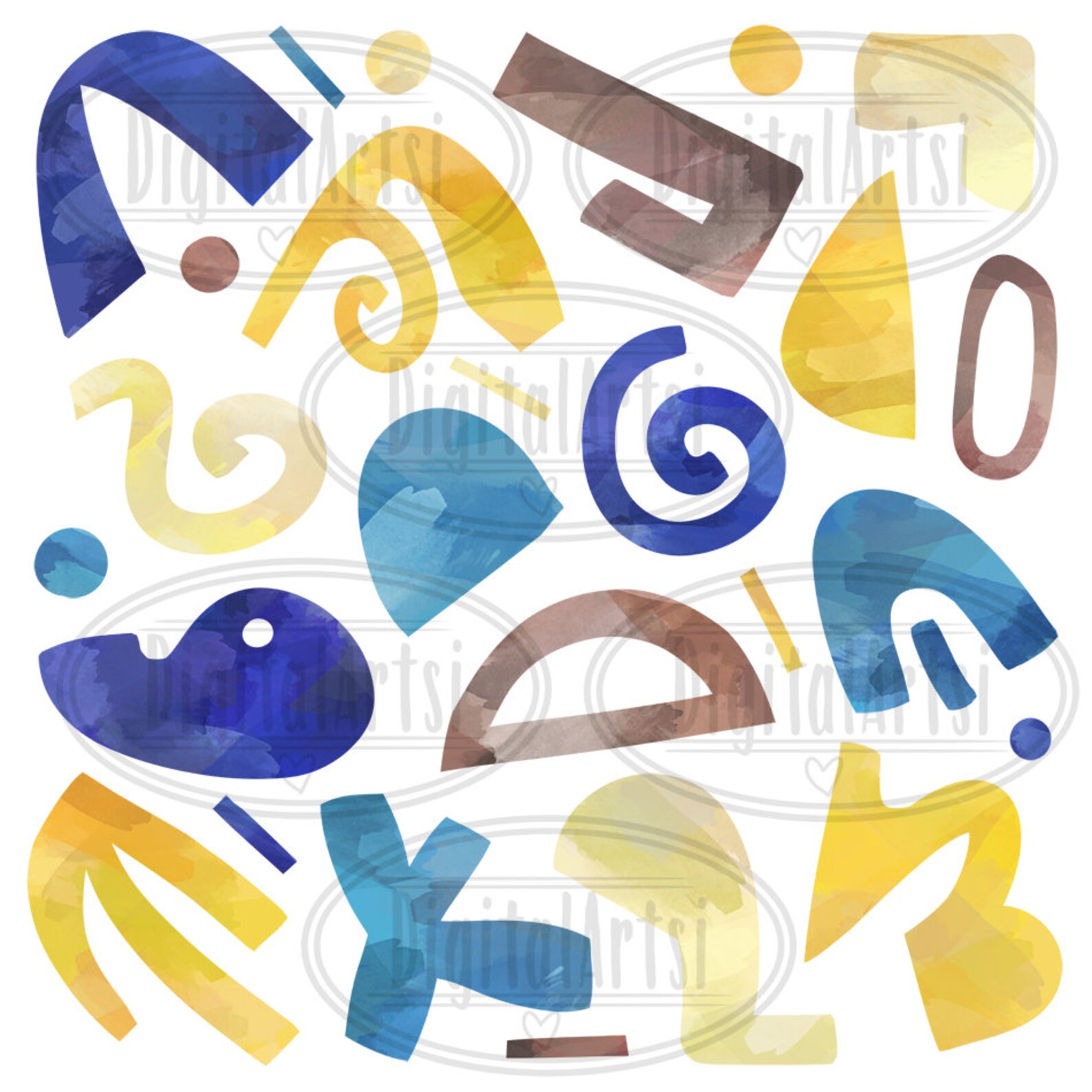 Watercolor Abstract Shapes Clipart Instant Download | Etsy