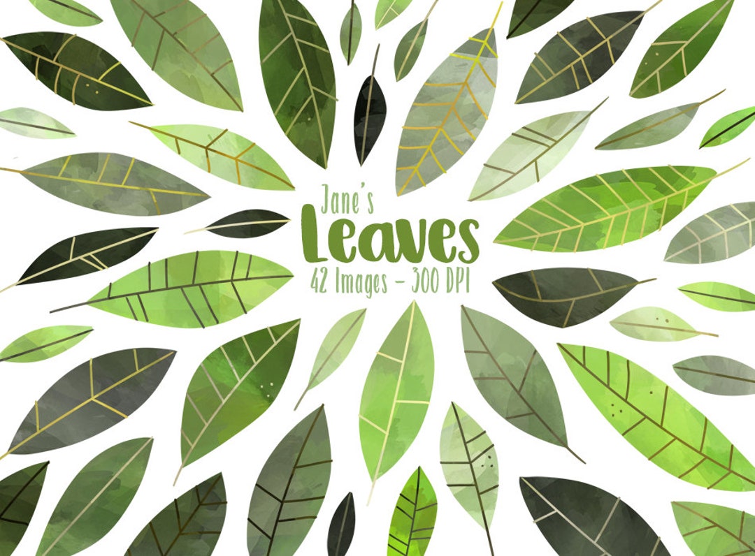 Watercolor Leaves Clipart - Green Leaves Download - Instant Download ...
