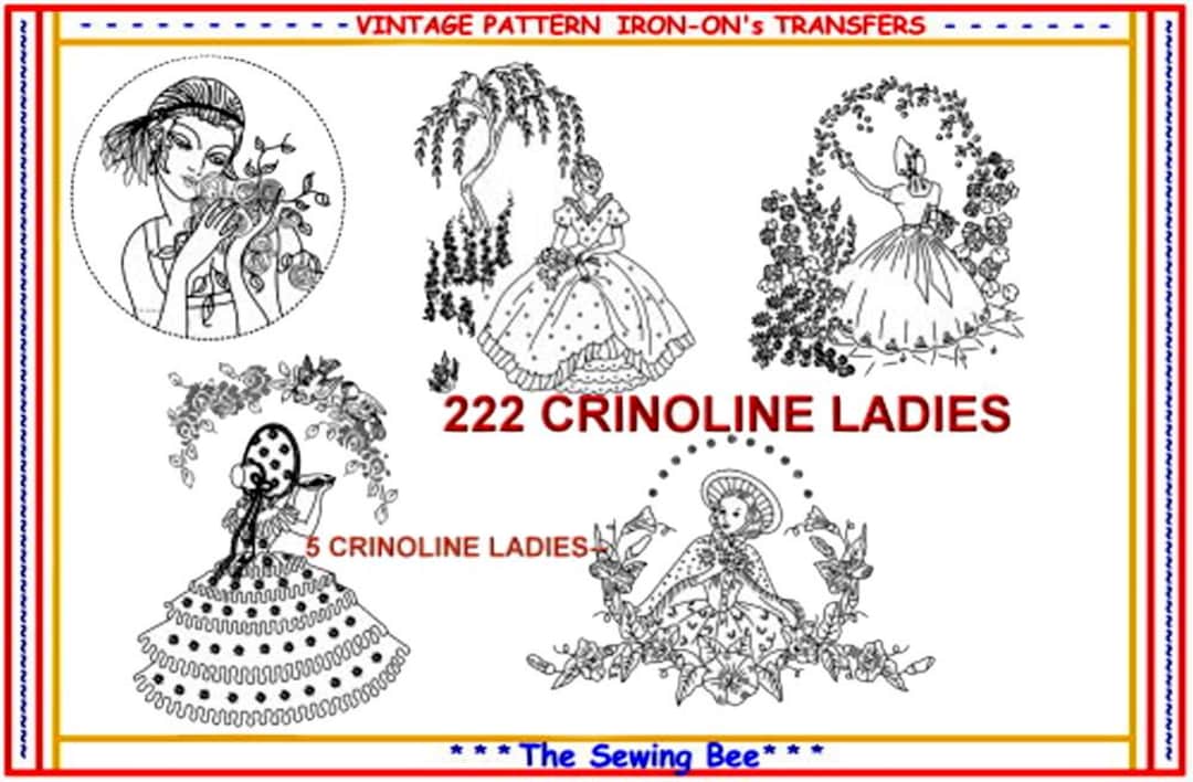 222 5 Crinoline Lady Ladies Embroidery IRON-ON Transfers Patterns - Etsy
