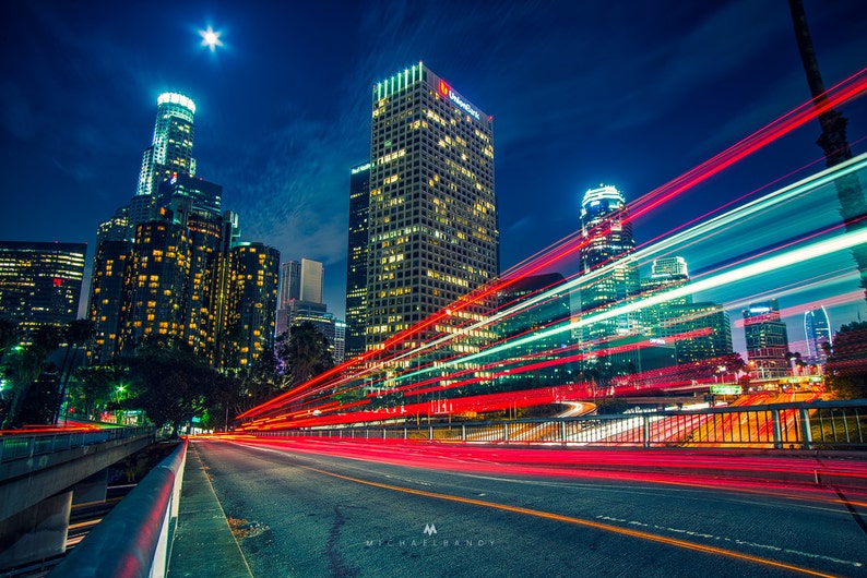 City in Blue - Cityscape Photo Taken in Los Angeles Over the 110 ...