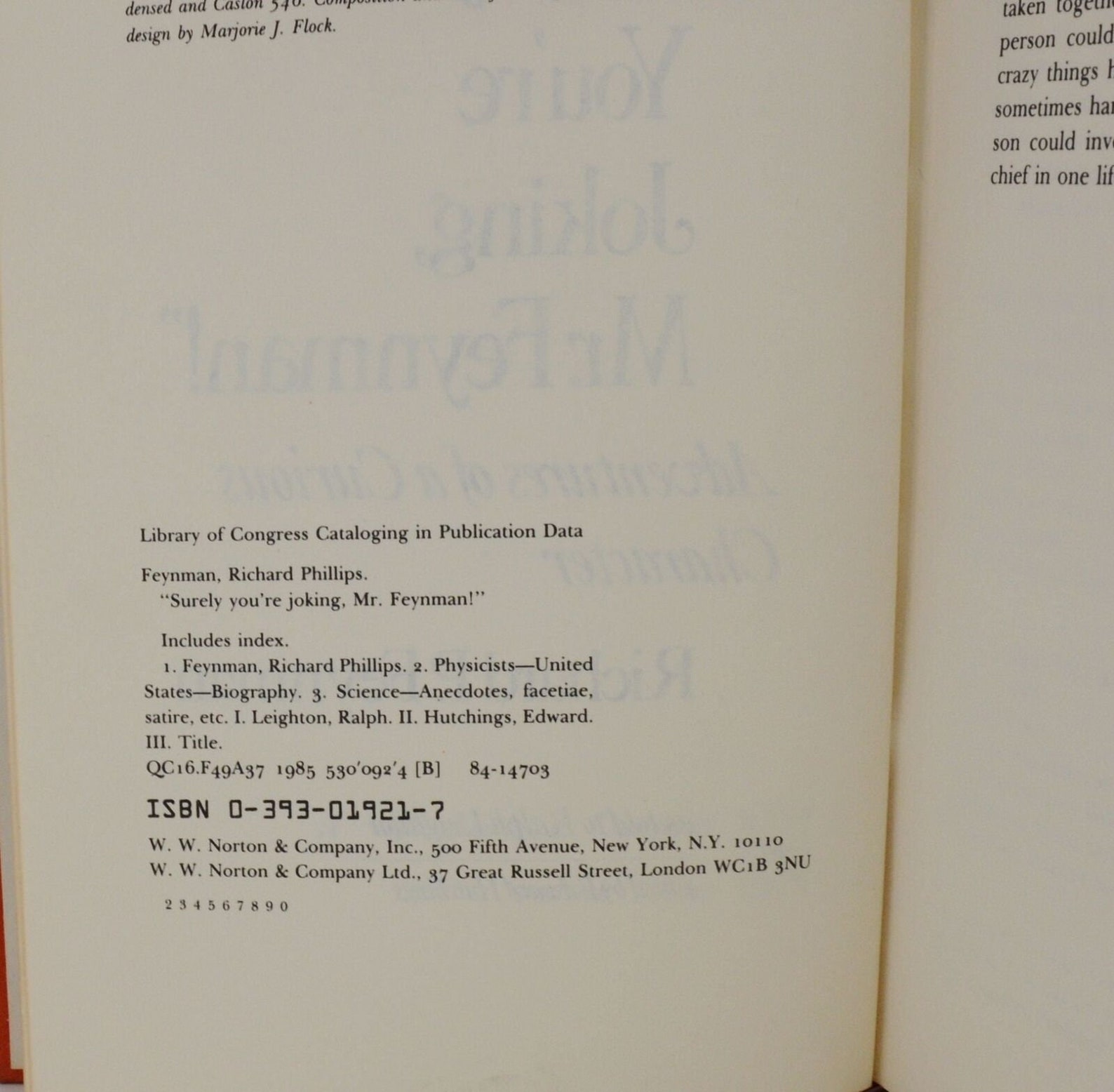 Surely You're Joking Mr. Feynman ~ SIGNED by RICHARD P FEYNMAN ~ Second ...