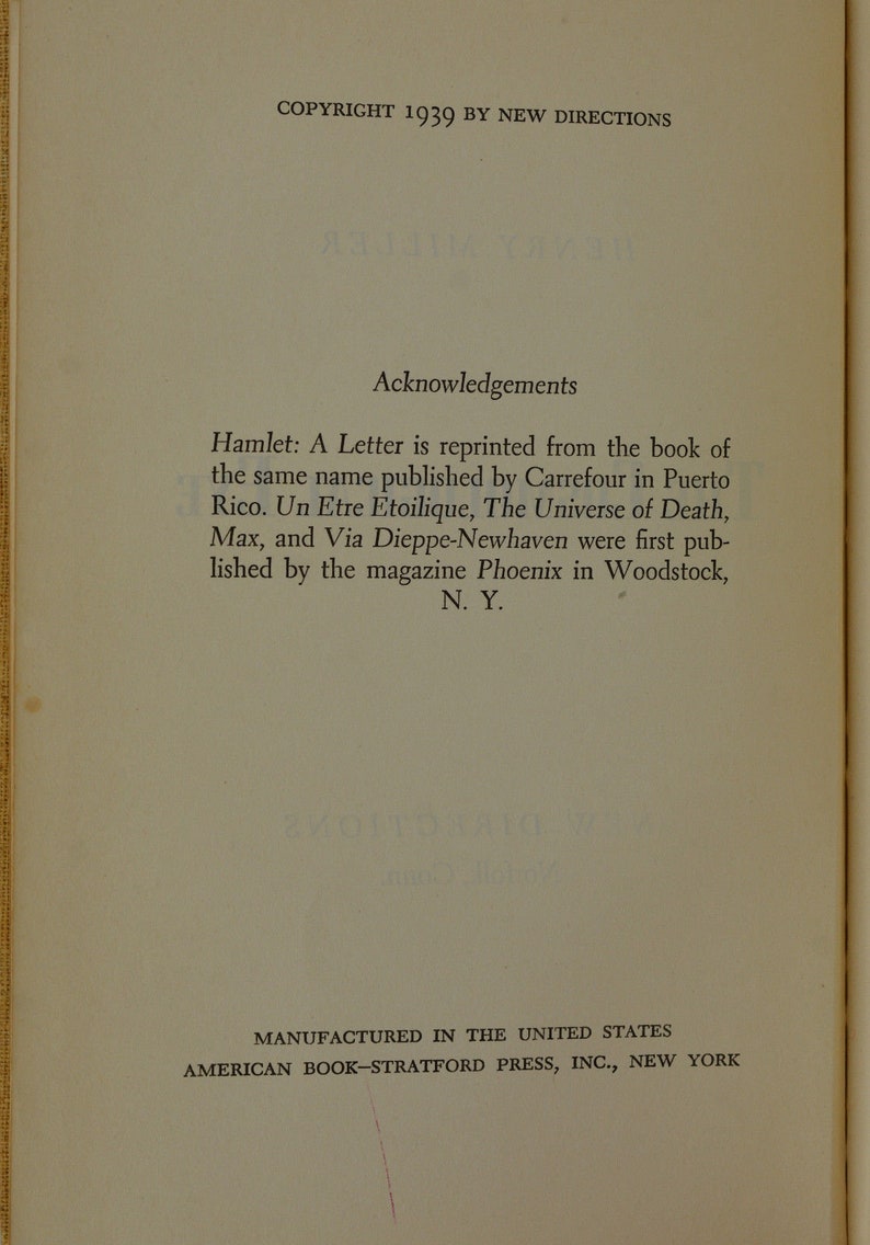 The Cosmological Eye ~ SIGNED by HENRY MILLER ~ First Edition 1939 ...