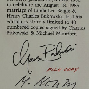 The Wedding CHARLES BUKOWSKI ~ File Copy ~ Signed Limited First Edition ...
