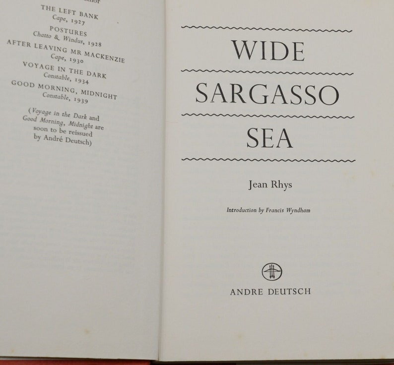 The Wide Sargasso Sea by JEAN RHYS ~ First Edition 1966 ~ Jane Eyre ...
