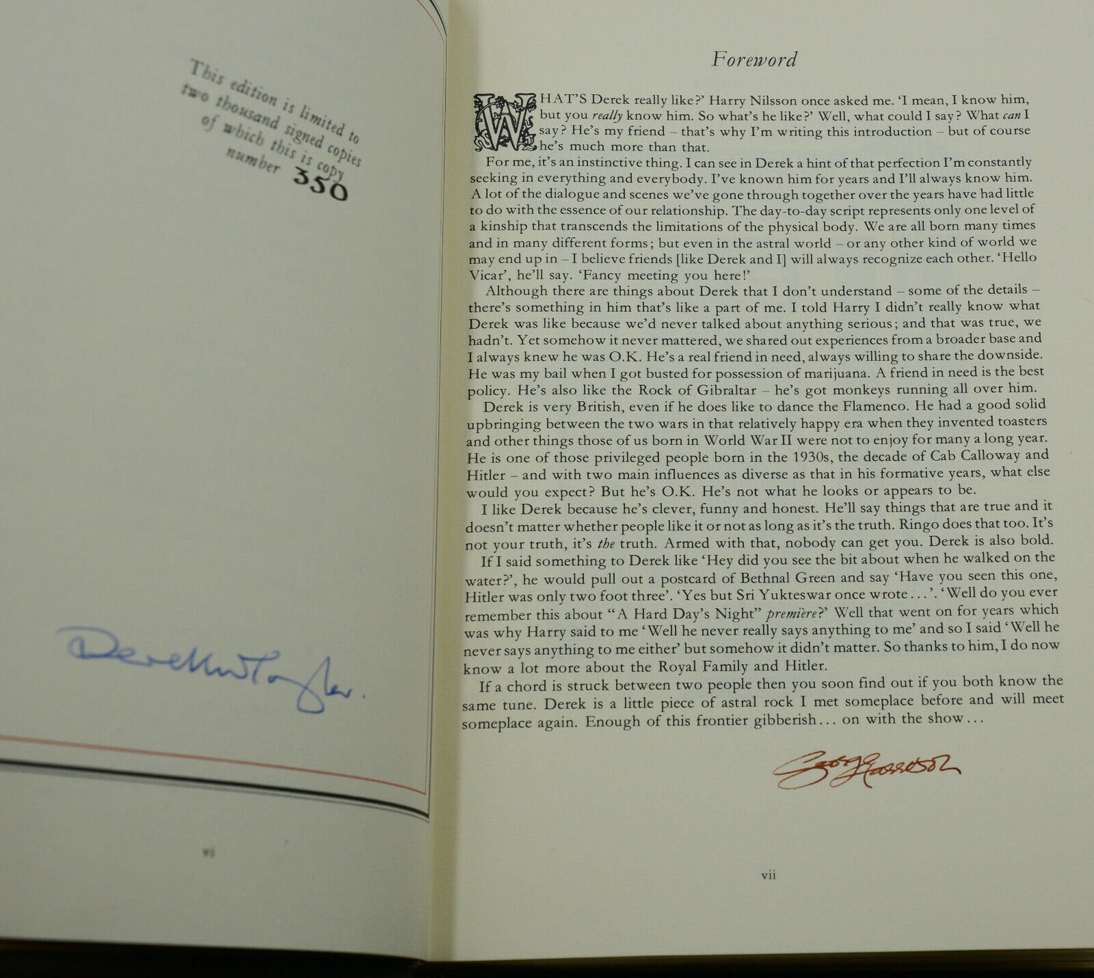 Fifty Years Adrift SIGNED by GEORGE HARRISON & Derek Taylor First ...