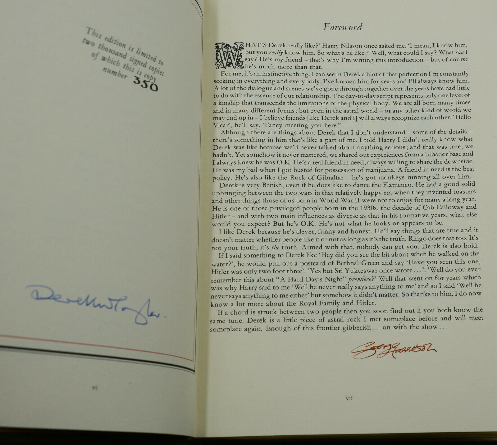 Fifty Years Adrift SIGNED by GEORGE HARRISON & Derek Taylor First ...