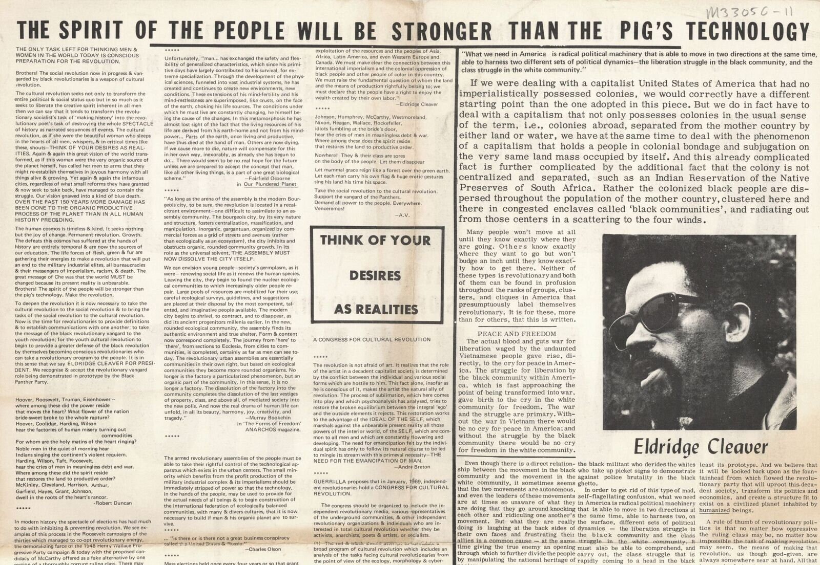 Black Panther Party ~ ELDRIDGE CLEAVER for PRESIDENT 1968 Poster ...