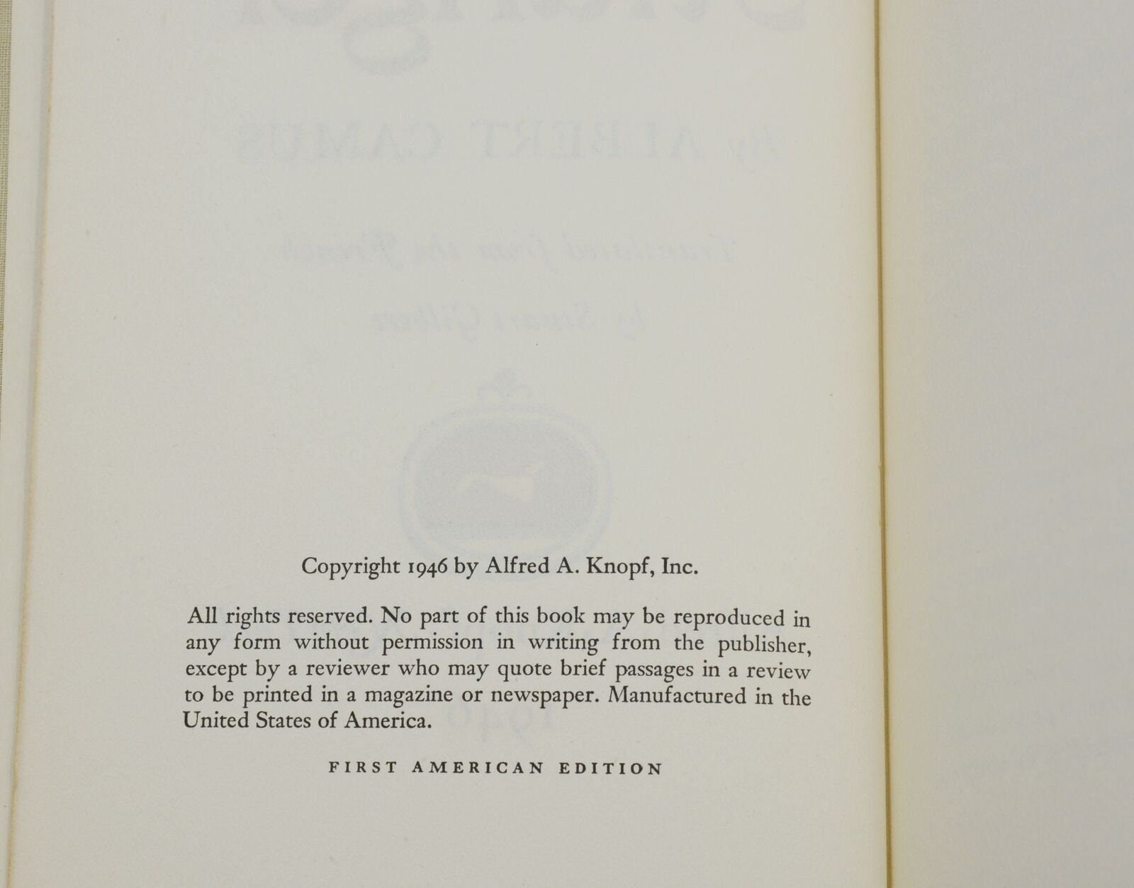 The Stranger by ALBERT CAMUS ~ First Edition 1946 ~ 1st American ...