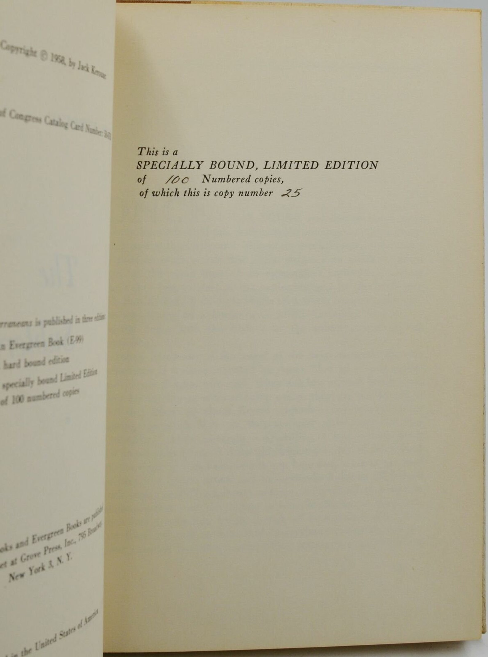 The Subterraneans ~ JACK KEROUAC ~ Limited First Edition 1st 1958 ~ 1/ ...