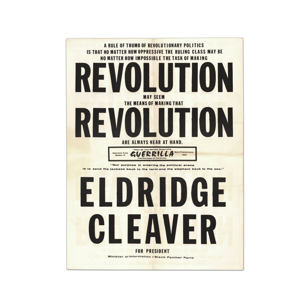 Black Panther Party ~ ELDRIDGE CLEAVER for PRESIDENT 1968 Poster ...