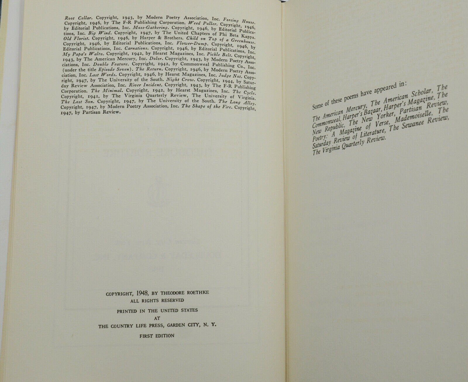 The Lost Son and Other Poems by THEODORE ROETHKE ~ SIGNED First Edition ...