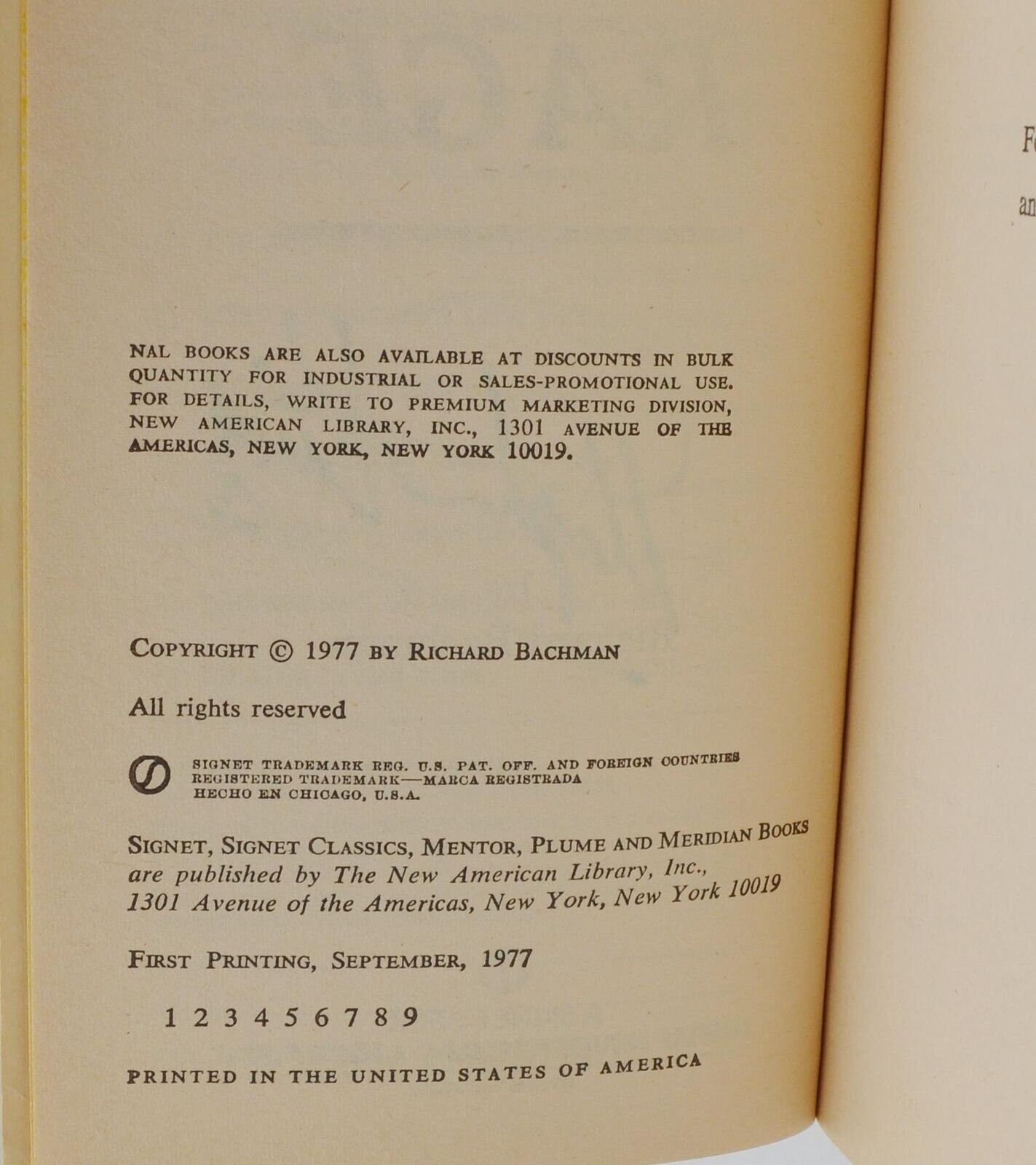 Rage ~ SIGNED by Stephen King Writing as RICHARD BACHMAN First Edition ...