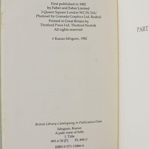 A Pale View of Hills ~ SIGNED by KAZUO ISHIGURO ~ First Edition ~ 1st Print 1982 - Etsy