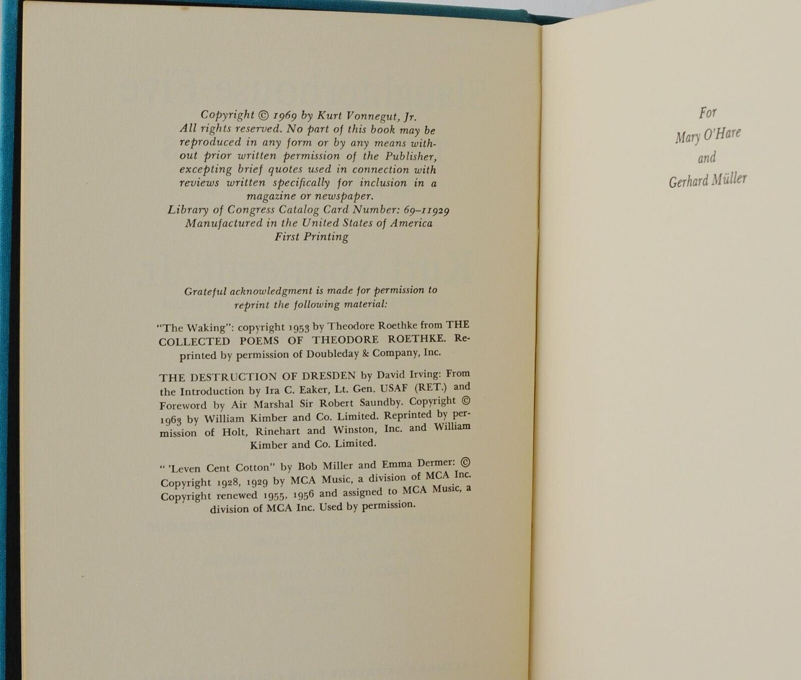Slaughterhouse Five ~ KURT VONNEGUT ~ First Edition 1969 ~ 1st Printing ...