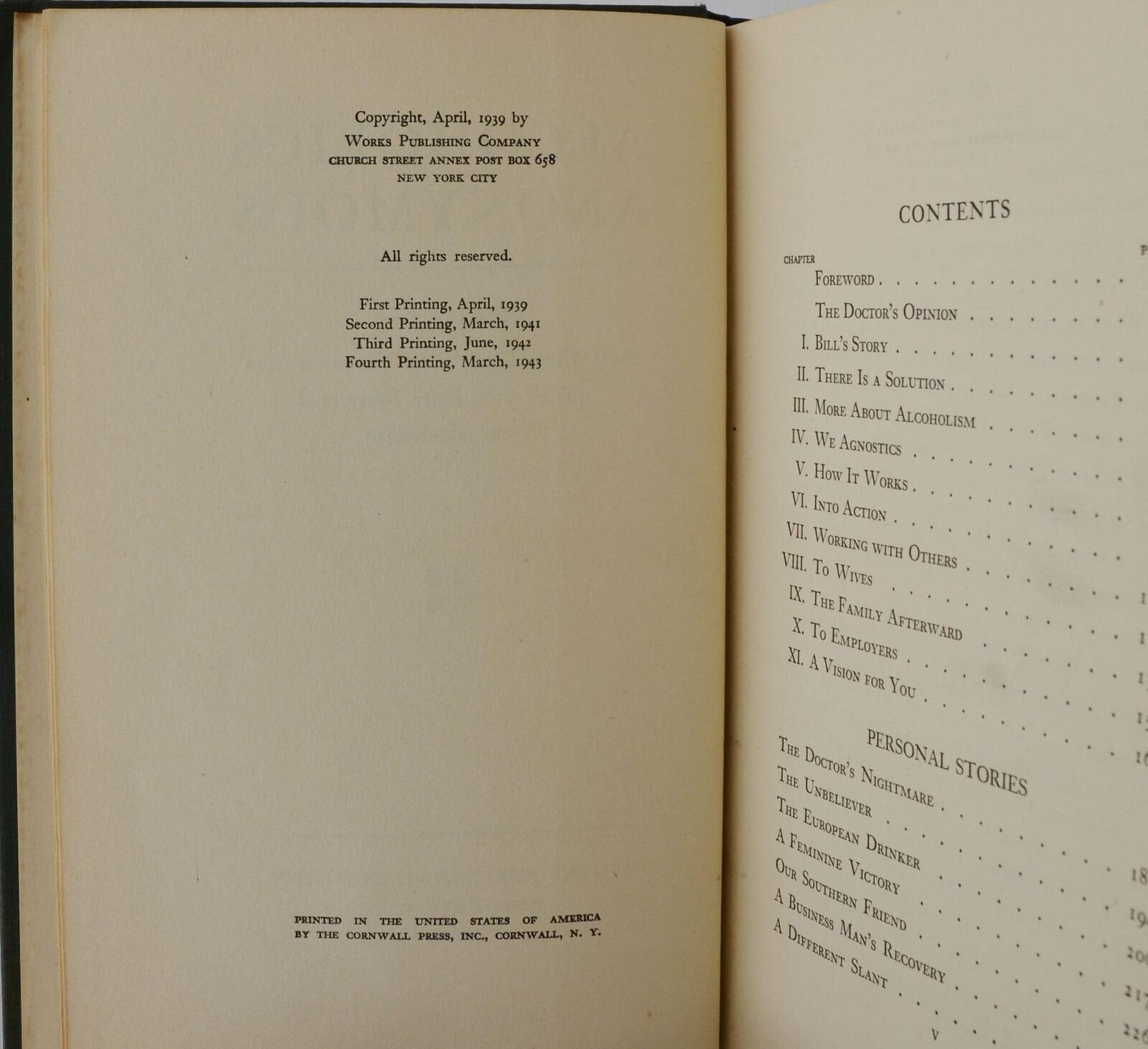 Alcoholics Anonymous AA Big Book ~ First Edition 4th Printing 1943 ...