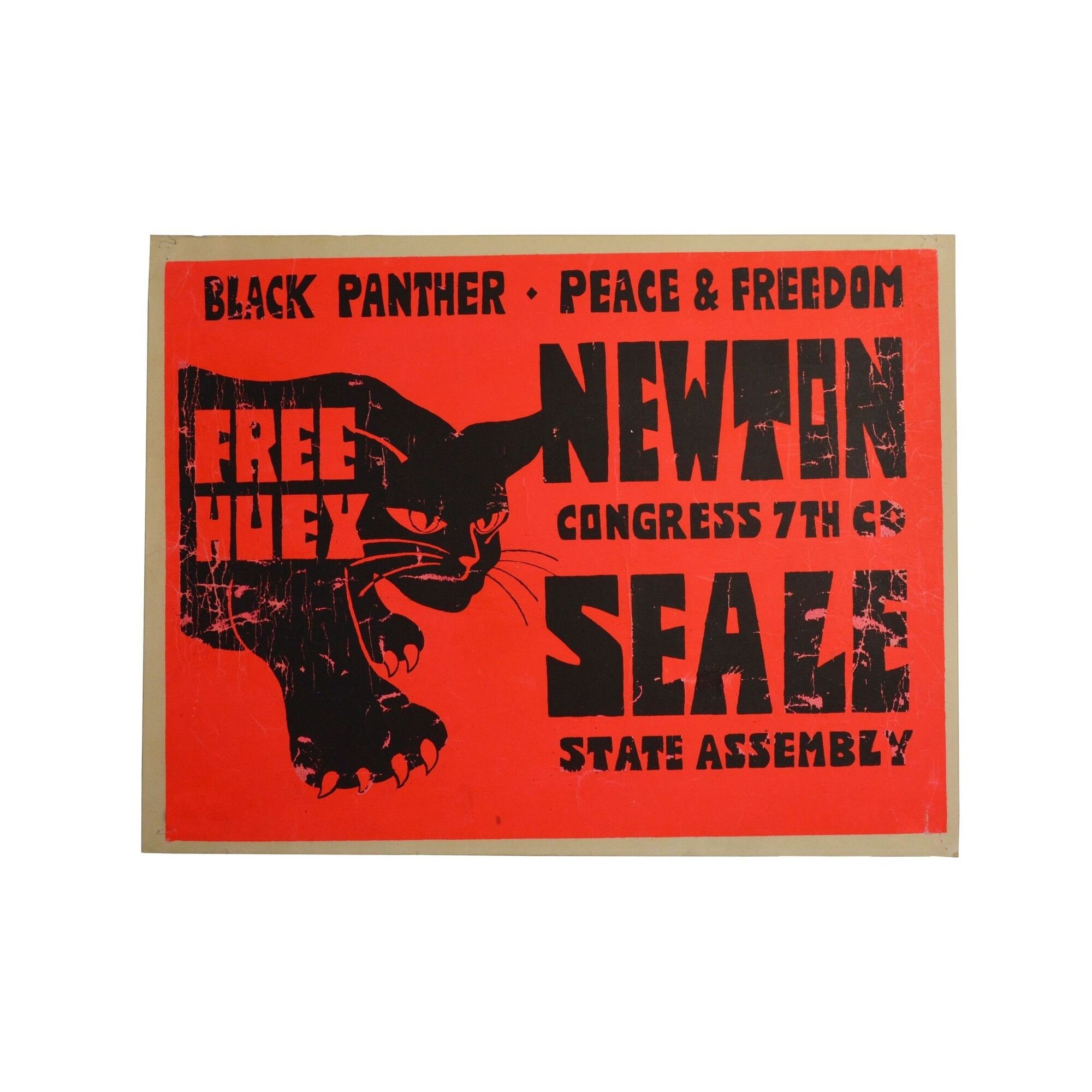 Original 1968 Black Panther Party Poster ~ FREE HUEY NEWTON ~ Lisa ...