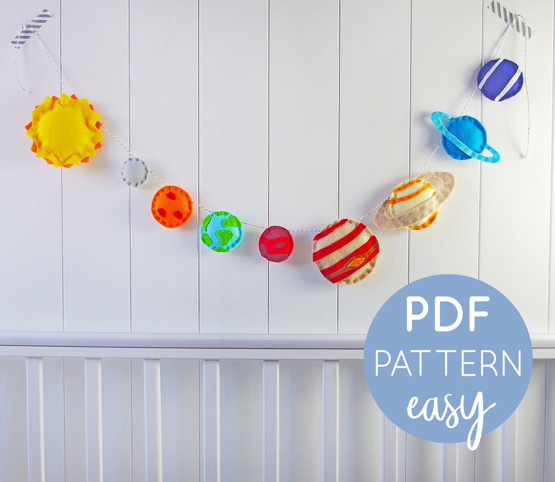 Printable PDF Pattern Space Garland, DIY Planets Nursery Decor - Etsy