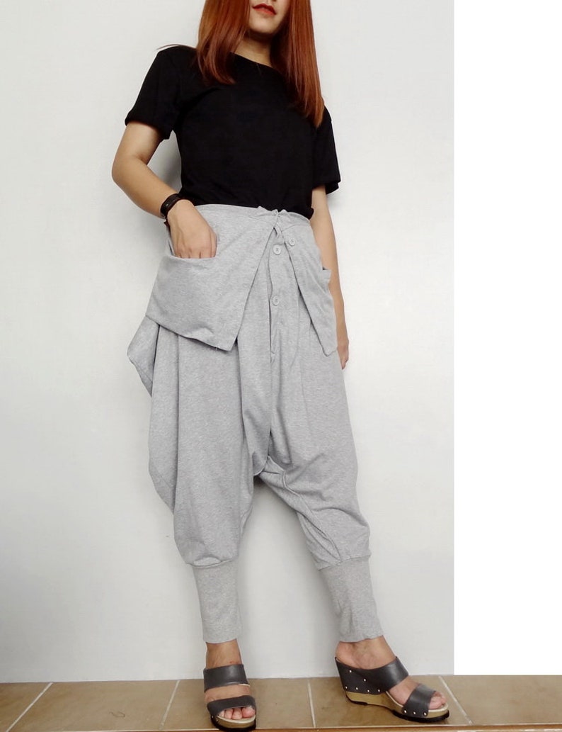 Drop Crotch Pants Asymmetric Harem Style Trendy in Multiple Colors ...
