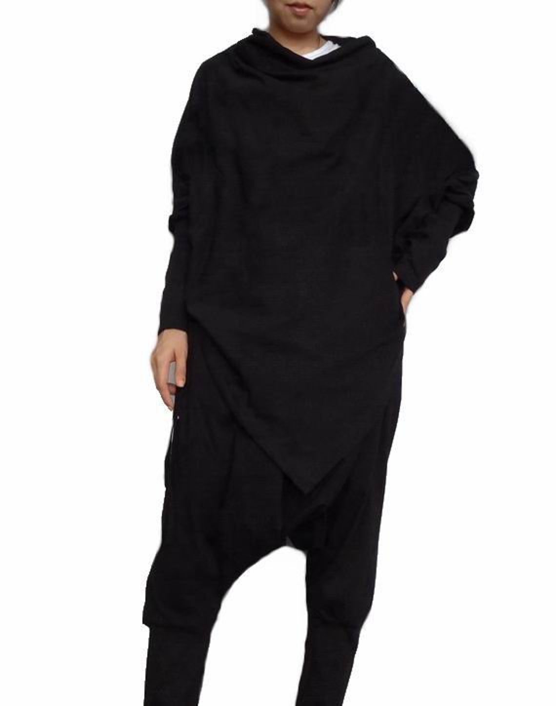 Tunic Poncho Long Sleeve Asymmetrical Punk Sweater Tops in - Etsy