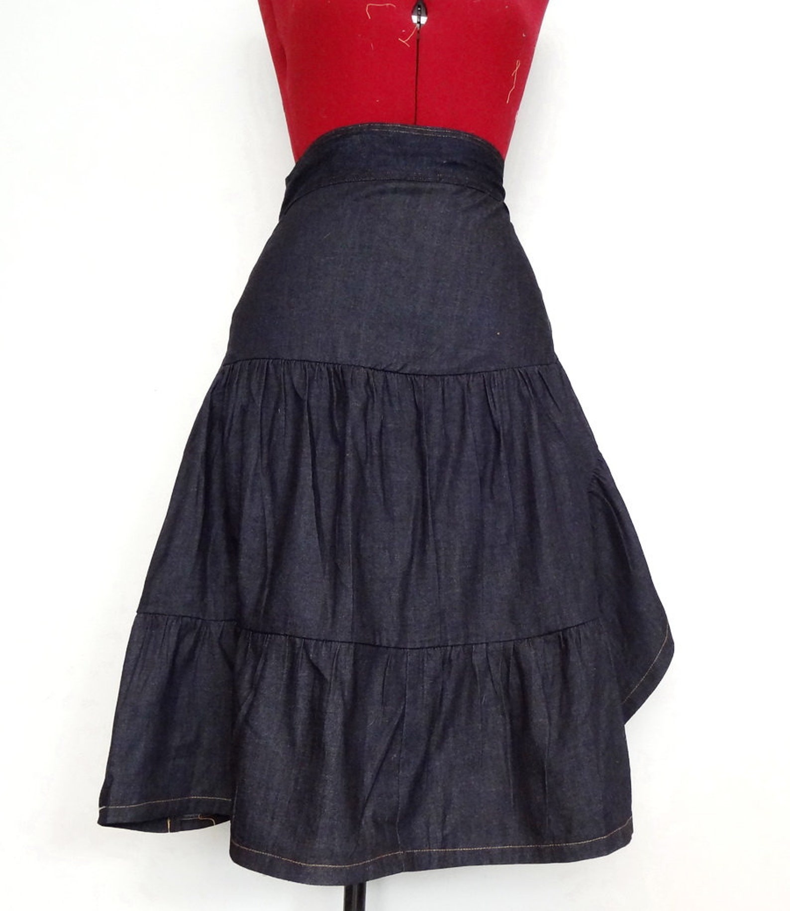 Asymmetrical Ruffle Skirt Unique Cotton Denim Lightweight - Etsy