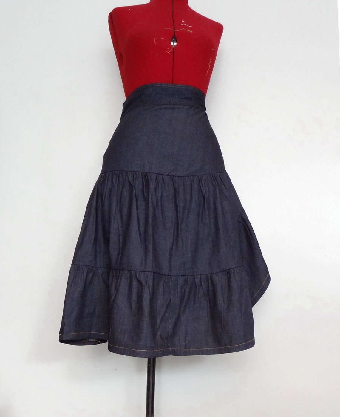 Asymmetrical Ruffle Skirt Unique Cotton Denim Lightweight | Etsy