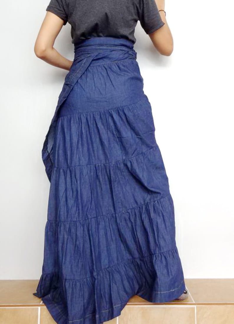 Wrap Ruffle Long Skirt Convertible Dress Comfortable Unique Cotton ...