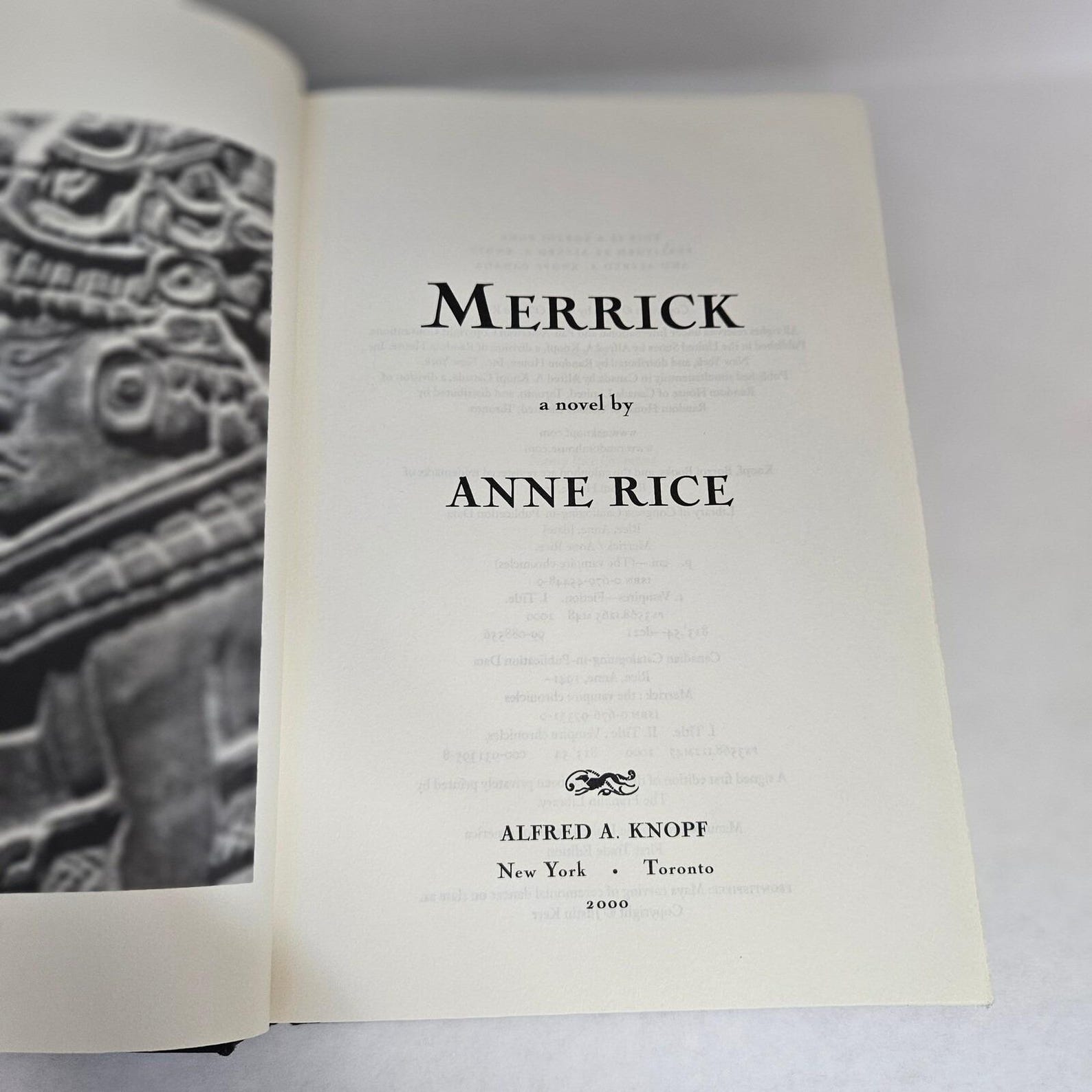 Anne Rice Merrick HCDJ First Trade Edition 2000 Vampire Horror Fiction ...