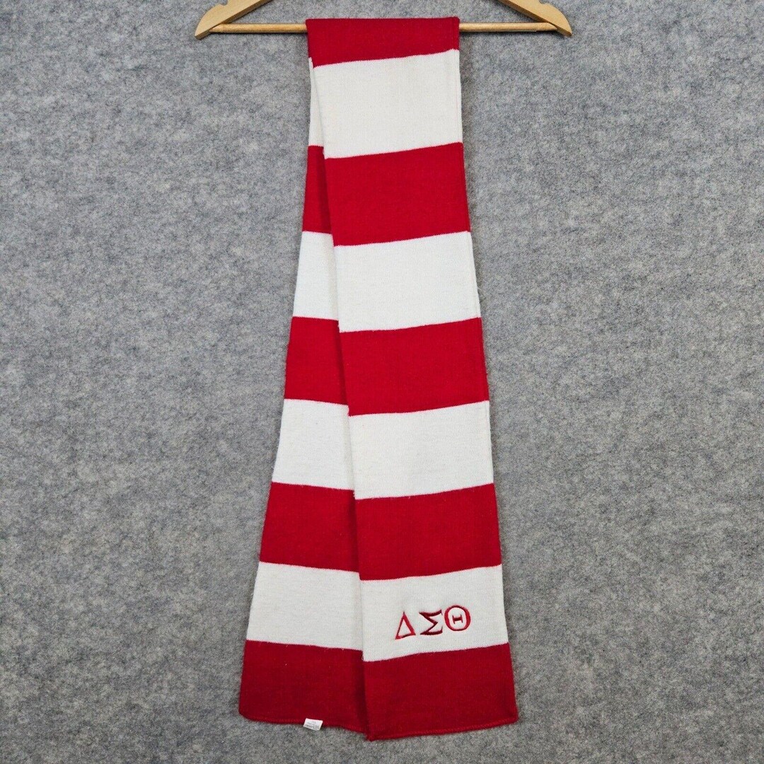 Delta Sigma Theta Sorority Embroidered Red & White Knit Scarf/wrap 69x7 ...