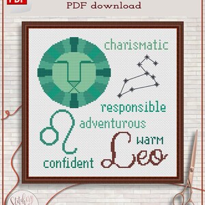 Leo Cross Stitch Pattern by Stitchery Stitch - 4 Palettes - Etsy