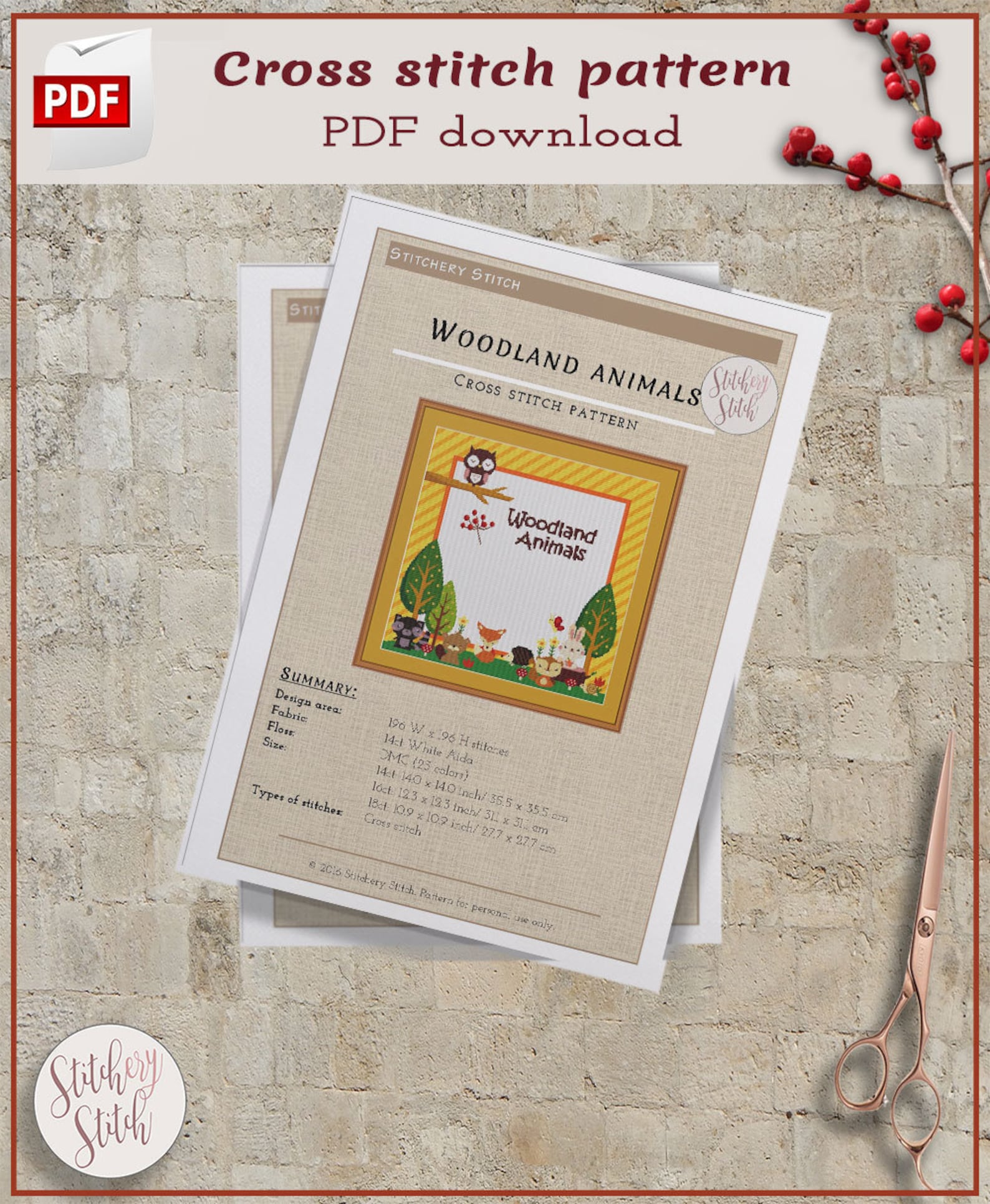 Woodland Animals Cross Stitch Pattern Woodland Nursery Cross - Etsy