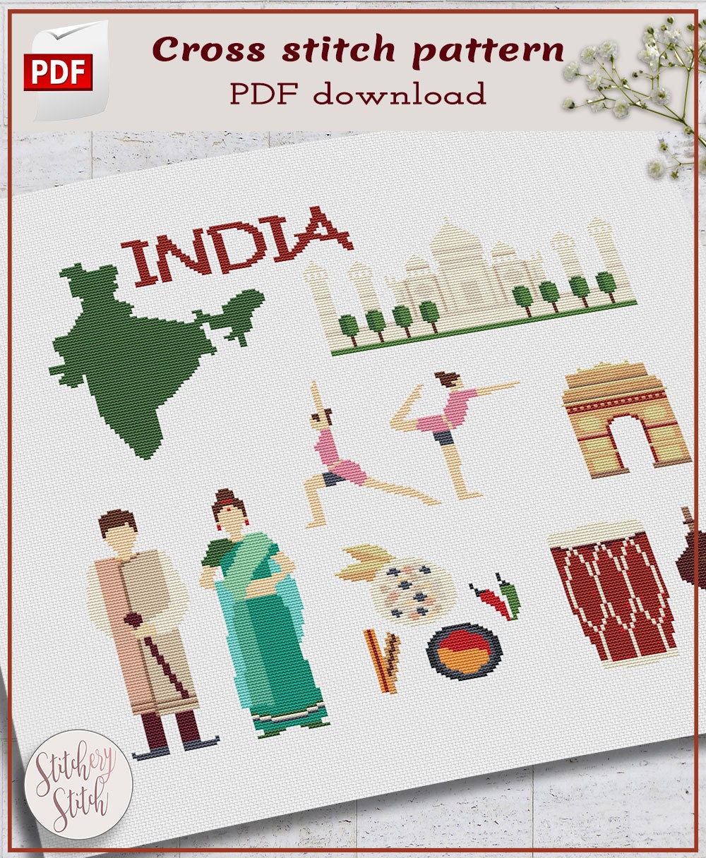 India cross stitch pattern Indian cross stitch chart | Etsy