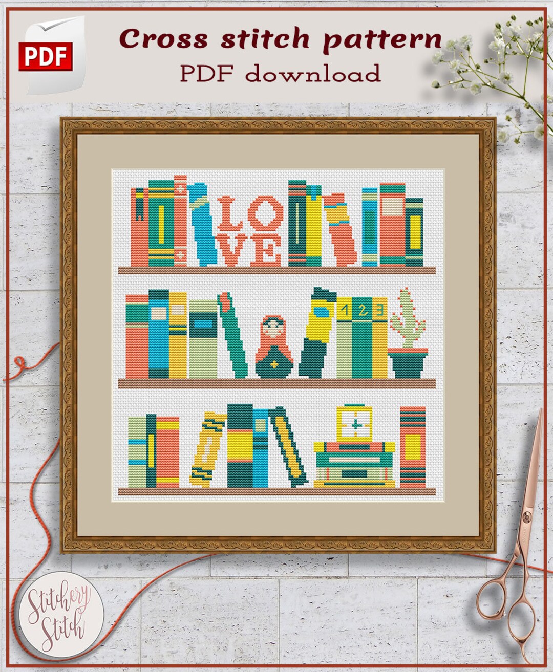 Books Cross Stitch Pattern PDF - Etsy