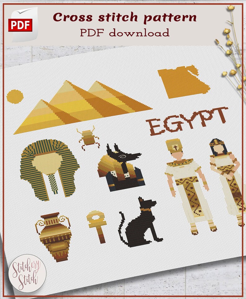 Egypt Cross Stitch Pattern Egyptian Cross Stitch Chart - Etsy UK