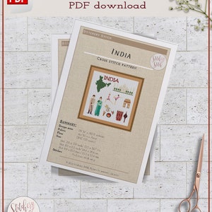 India Cross Stitch Pattern | Indian Cross Stitch Chart | Country Cross ...