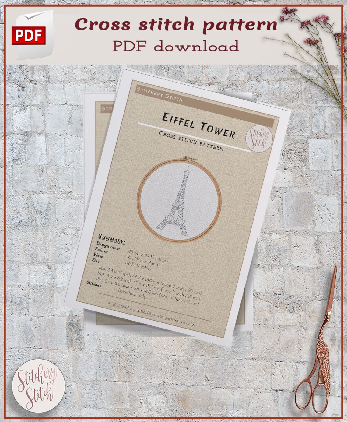 Eiffel Tower Cross Stitch Pattern Paris Cross Stitch Chart | Etsy